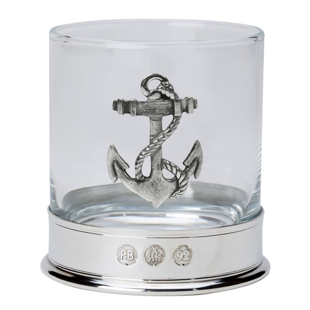 Pewter-Mounted Whisky Tankard & Tumbler with Fouled Anchor Badge – Navy ...